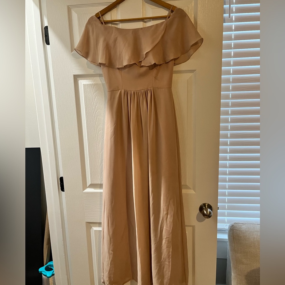 Light Pink/Tan Bridesmaid Dress - Gem